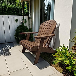 DuraWeather Poly® Classic King Size Folding Adirondack Chair (Antique Mahogany)