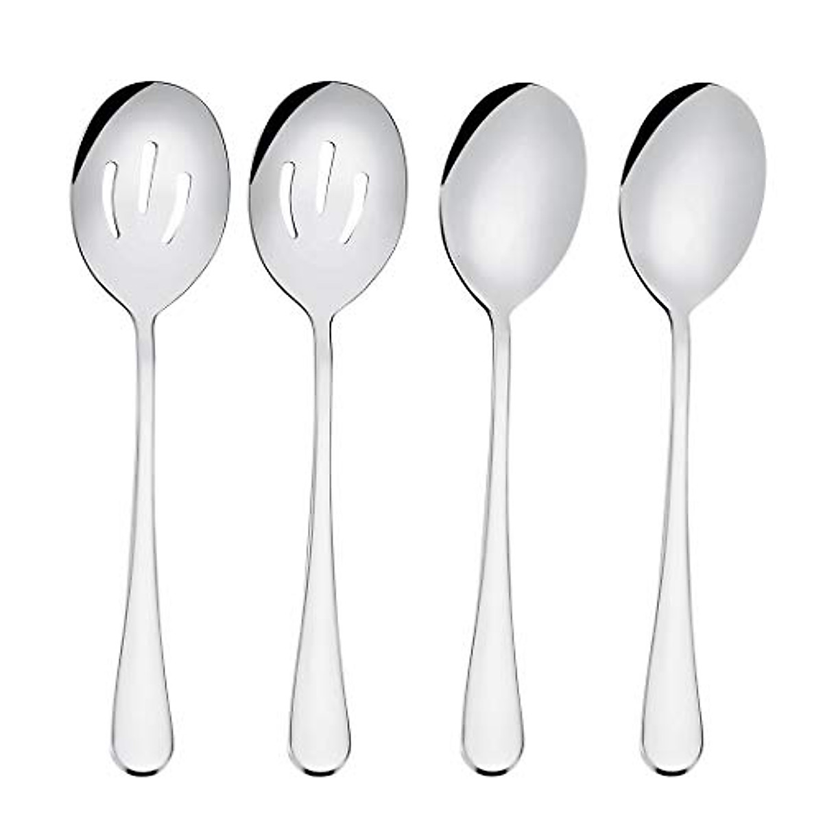 Serving Spoon Sets, Includes 2 Serving Spoons and 2 Slotted Serving Spoons, 8 3/4" Stainless Steel Buffet Banquet Spoons