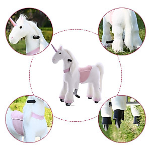Gidygo Kids Ride on Walking Unicorn Rocking Horse Riding Toy for Children L Size for 5-12 Years Old