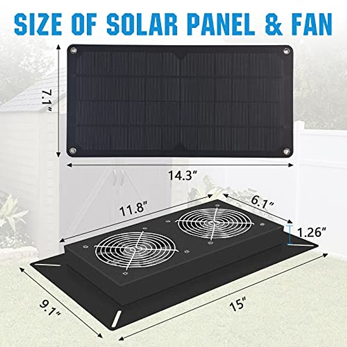DC HOUSE 20W Solar Powered Dual Metal Shell Exhaust Fan Kit for Chicken Coops, Greenhouses, Sheds, Pet Houses, and Windows - Waterproof and Plug & Play