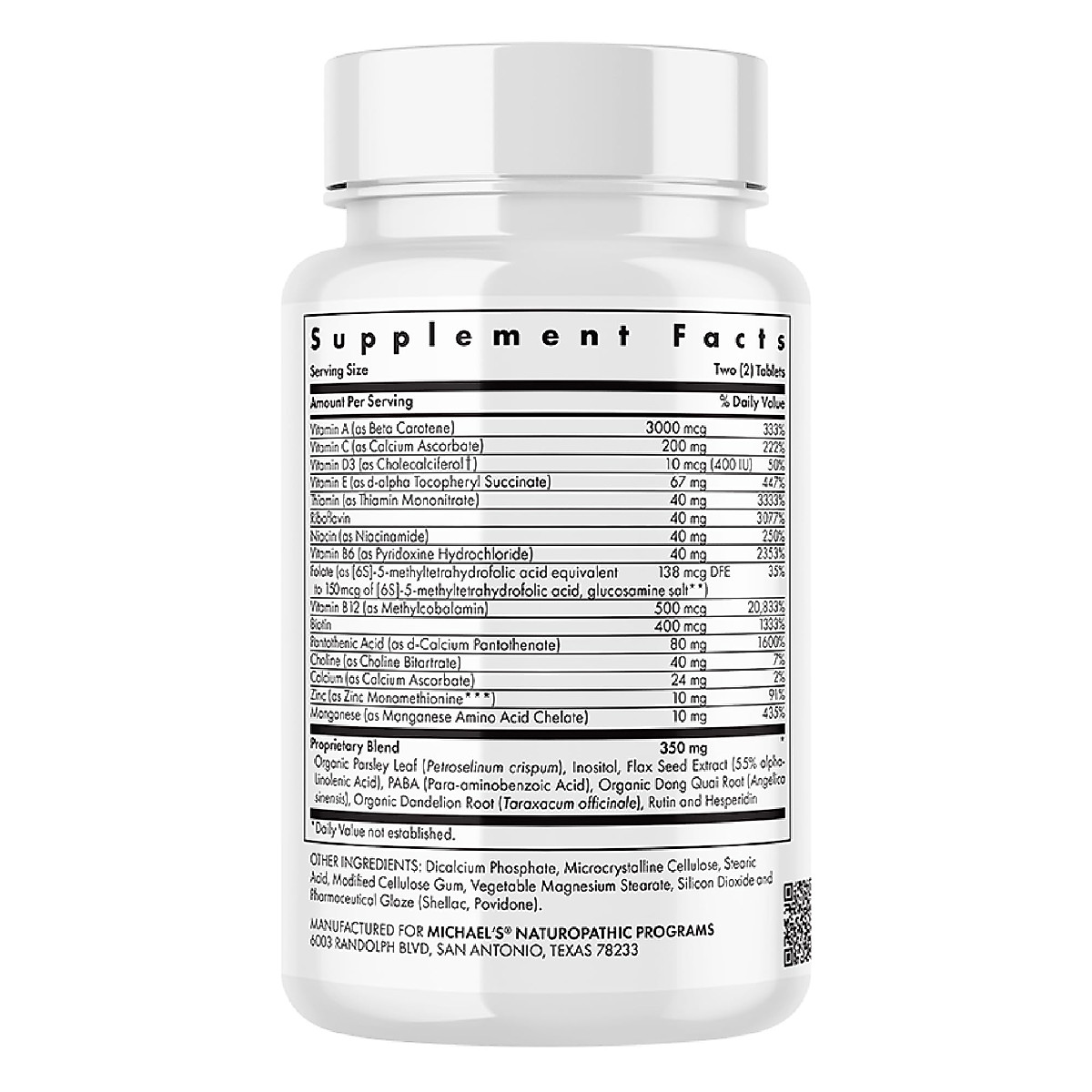 MICHAEL'S Health Naturopathic Programs Teen Girls Multivitamin - 60 Vegetarian Tablets - with B Complex Vitamins & Female Herbal Blend - Kosher - 30 Servings