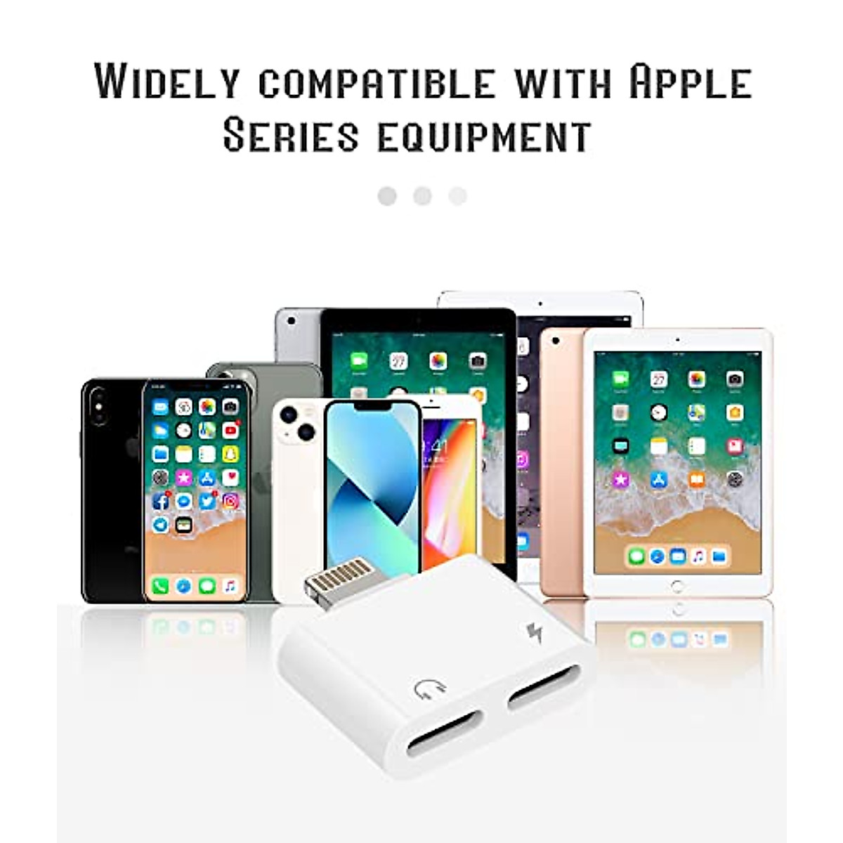 Iphone Dual Lightning Headphone Adapter(2pack)Audio Charge Dongle Jack Splitter 2in1 Charger AUX Music Earbud Adaptador Para Apple MFI Certified Compatible for 7 8Plus X 13 12 11 Pro Max Mini Xs Se Xr