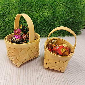 Hemoton 4pcs Candy Basket Small Basket Toys Snacks Containers for Kids Wooden Tray Rustic Decor Tiny Containers Snack Containers Small Craft Basket Child Mini Wood Chips Small Candies