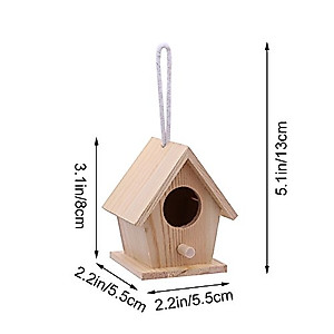 HEALIFTY Wooden Hanging House Mini Bird Nest Woodhouse for Decoration 4Pcs