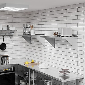 AmGood 18" x 30" Stainless Steel Wall Shelf | Appliance & Equipment Metal Shelving | Kitchen, Restaurant, Garage, Laundry, Utility Room | Heavy Duty | Squared Edge | NSF Certified