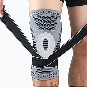 YCSM 1 Piece of Knee Joint Patella Protector Silicone Spring Knee Pads Sports Knee Pads Suitable for Meniscal Tear Arthritis to Relieve Joint Pain. (Color : Gray, Size : S)