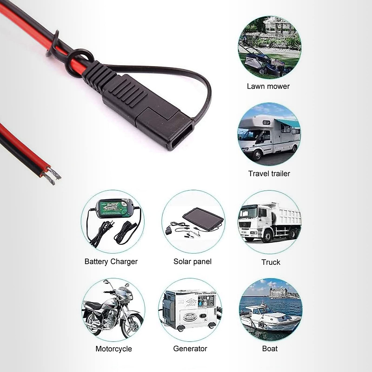 Sodcay Pack-1 Ring Terminal Connect, 23.6" 12AWG Solar Photovoltaic Connection Power Cord, O-Ring Eyelet Quick Connect Terminal Harness (Multicolored)