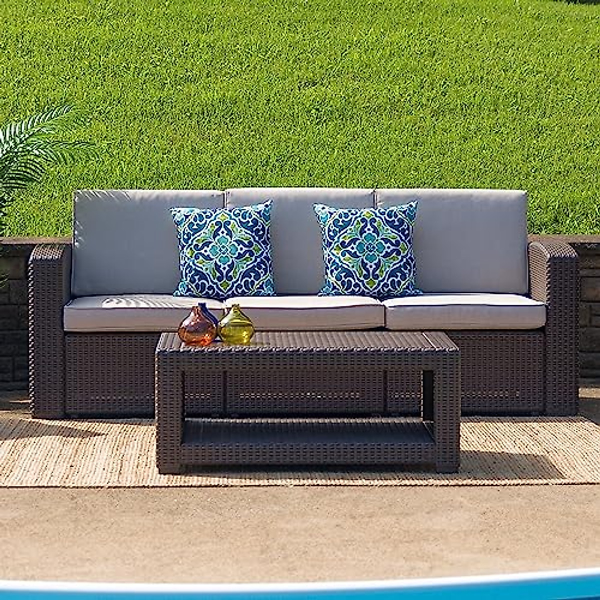 Flash Furniture Seneca Chocolate Brown Faux Rattan Coffee Table