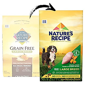 Nature’s Recipe Large Breed Grain Free Chicken, Sweet Potato & Pumpkin Recipe, Dry Dog Food, 24 Pounds (Packaging May Vary)