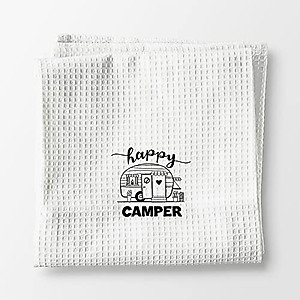 Happy Camper Towels Kitchen Towels Dishcloths Hand Towels,Camping Kitchen Towels for Camp Campers RV Trailer,Camping Gifts for Women Men Kids Camper Dad Her Him Boys,Camping Lovers Gifts