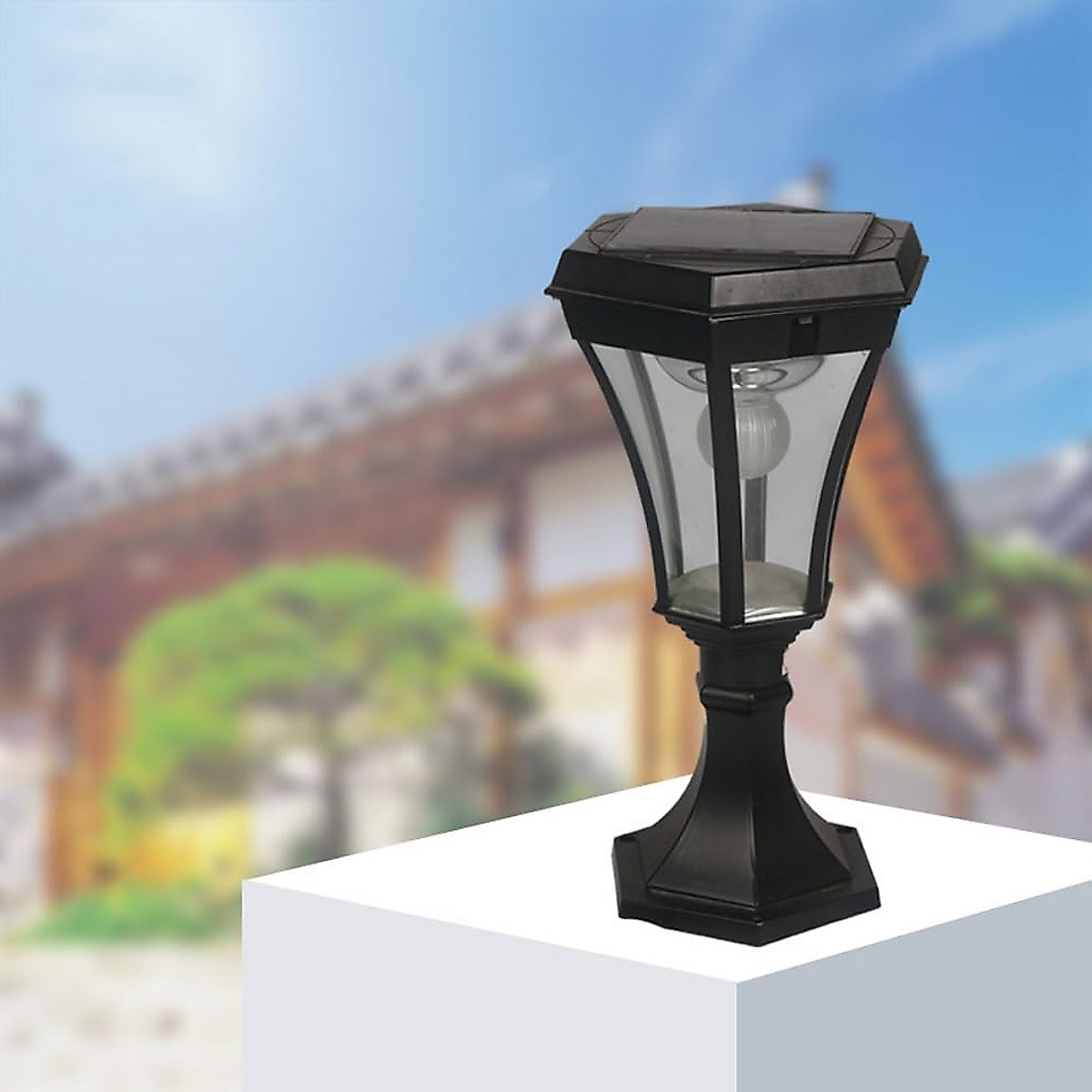 MODEBHD Outdoor Solar LED Post Light, Waterproof IP65 Villa Courtyard Fence Post Lantern, European-Style Simple Pillar Light, Die-cast Aluminum Garden Post Lamps, Moisture-Proof Traditional Landscape