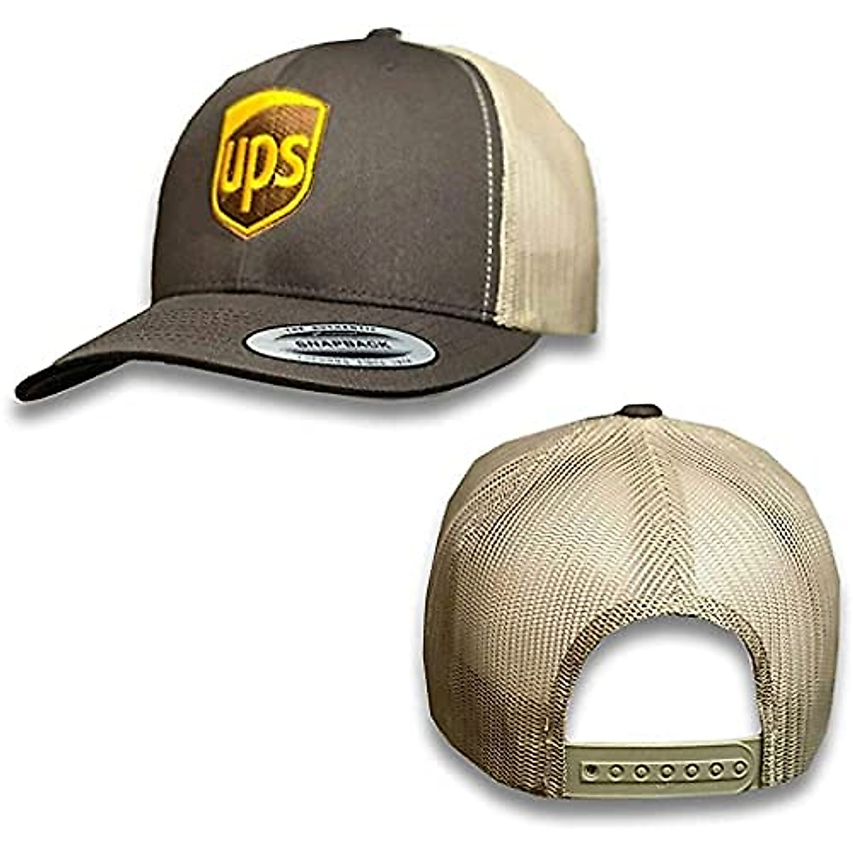 BestSyracuse UPS Embroidered Mesh Snapback, Trucker mesh Khaki