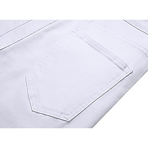 QIMYUM Mens Ripped Jeans, Distressed Destroyed Slim Fit Straight Leg Denim Pants (40, white7021)