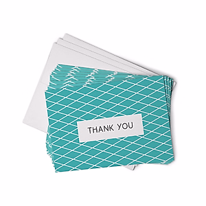 Hill Valley Greetings Geometric Colorful Teal Thank You Cards - 24 Note Cards with Envelopes - Cute & Simple Thank You Notes