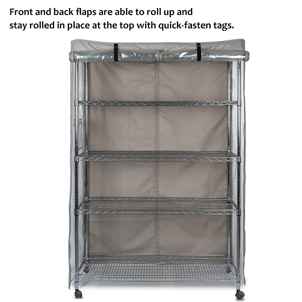 YLOVAN Storage Shelf Cover Wire Rack Shelving Dust Protective, Fits Racks 48" Lx19''Dx72''H Three Side See Through Panel (Cover only)