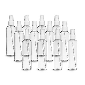 ljdeals 4 oz Spray Bottles, Clear Plastic, Fine Mist Sprayer Bottles for Essential Oils, Perfumes, Travel,12 pack, Made in USA