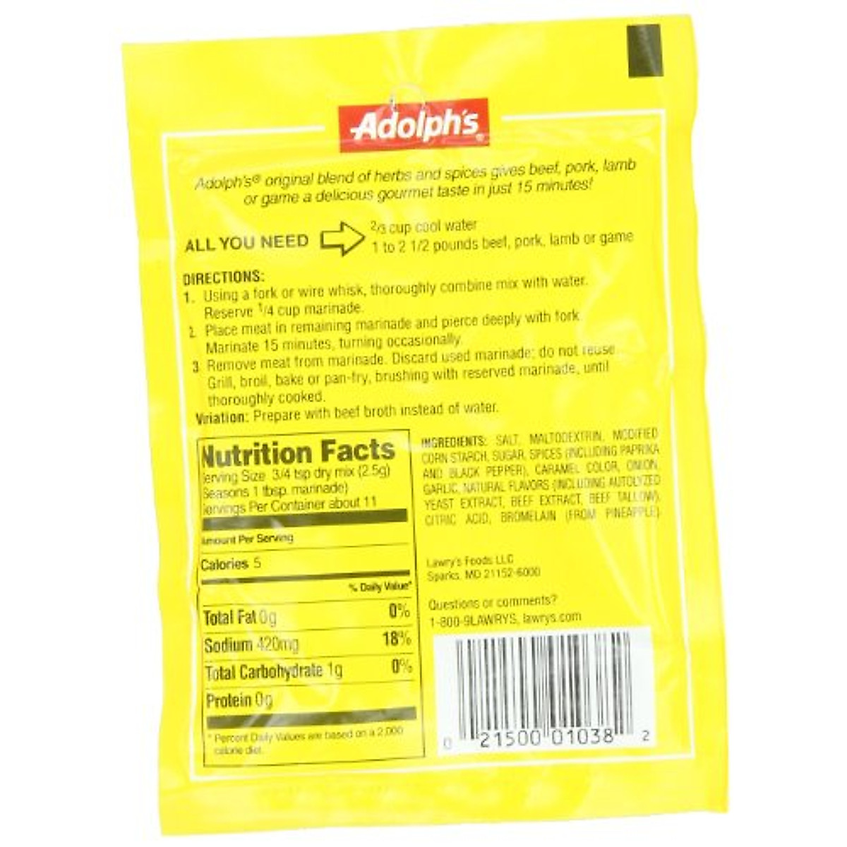 Adolph Original Meat Tenderizing Marinade, 1-Ounce (Pack of 8)