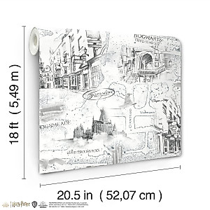 RoomMates RMK12353PL Harry Potter Map Peel and Stick Wallpaper, White, 30 Sq Ft
