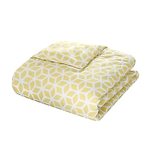 Chic Home DS1327-AN 3 Piece Elizabeth Geometric Diamond Printed Reversible Duvet Cover Set, Queen, Yellow