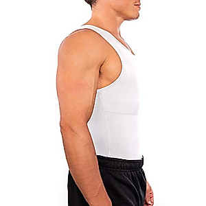 Esteem Apparel New Mens Compression Shirt Slimming Body Shapewear Undershirt (White, Large)