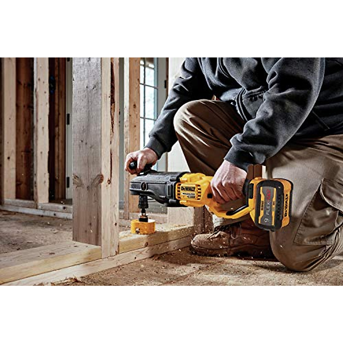 DEWALT FLEXVOLT 60V MAX* Right Angle Drill, Brushless, Quick-Change Stud/Joist Drill, E-Clutch System, Tool Only (DCD471B)