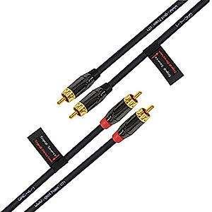 3.5 Foot RCA Cable Pair - Gotham GAC-4/1 (Black) Star-Quad Audio Interconnect Cable with Amphenol ACPL Black Chrome Body, Gold Plated RCA Connectors - Directional