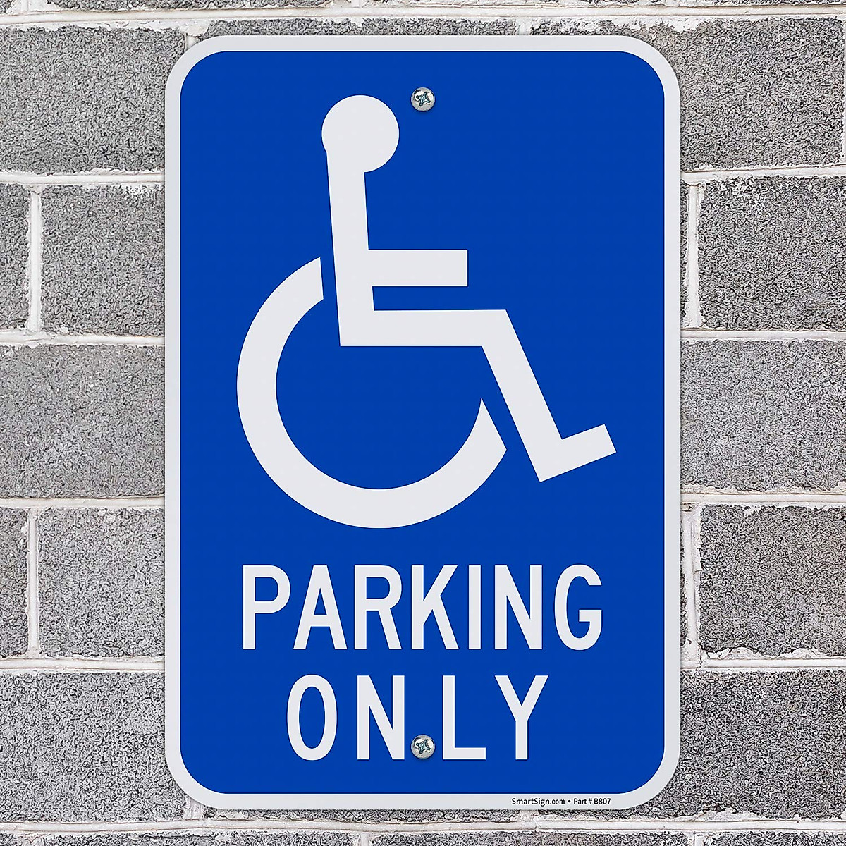 SmartSign Basics Handicap Parking Only Sign | 12" x 18" Engineer Grade Reflective ACM