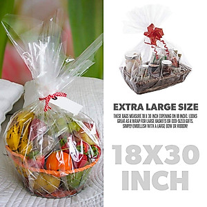 50 Pcs 18x30 Clear flat Cello/Cellophane Treat Bags for Gift Wrapping, Bakery, Cookie, Candies, Dessert, Gift Baskets, Presents, Weddings, Party Favors Packaging. (18x30)