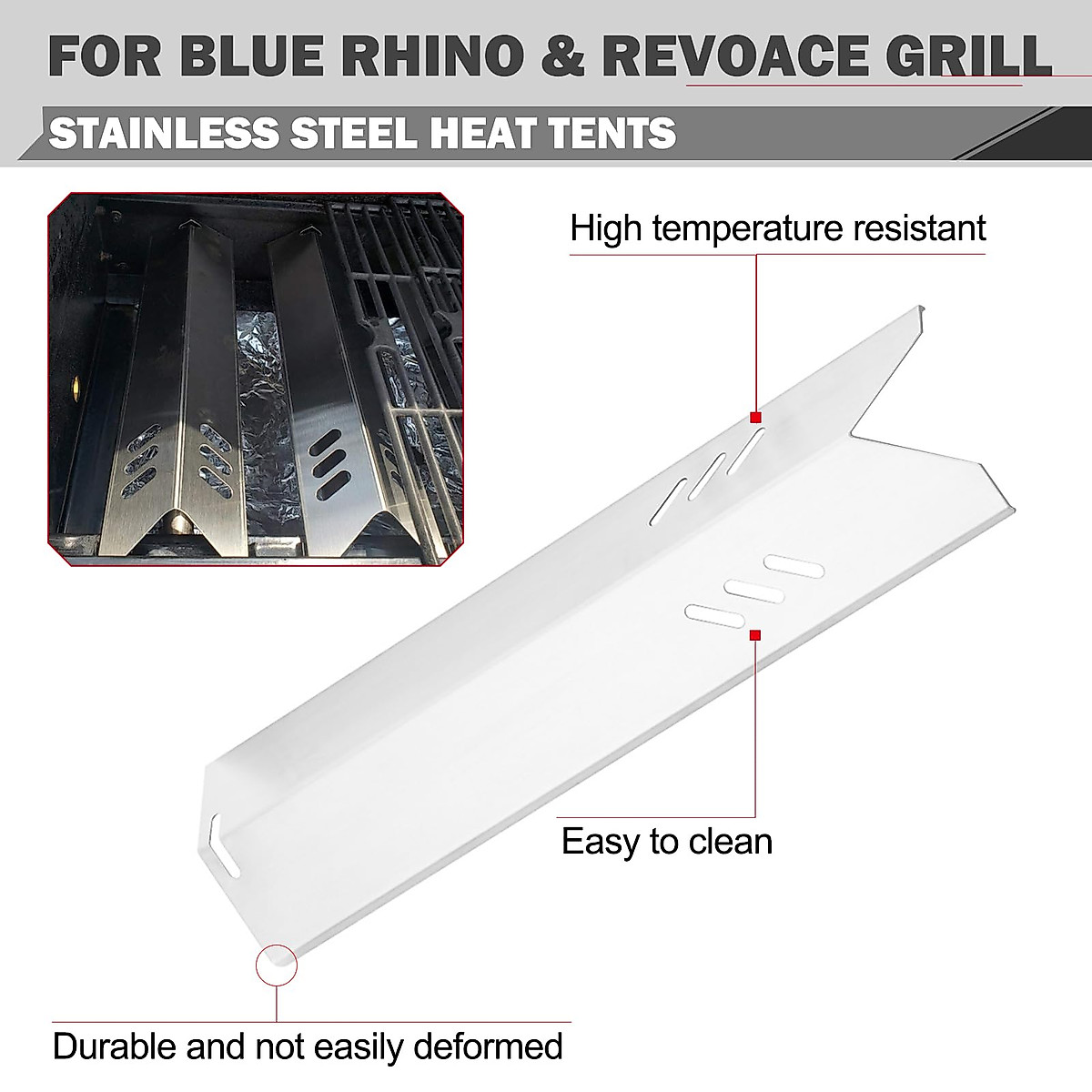 B0212-040 Heat Plates Grill Parts for Blue Rhino 3 Burner Grill Replacement Parts GBC1932L GBC1793W RevoAce Grill Parts Heat Tent 55-24-198 GBC1706W GBC1705WV Heat Shield BBQ Grill Accessories