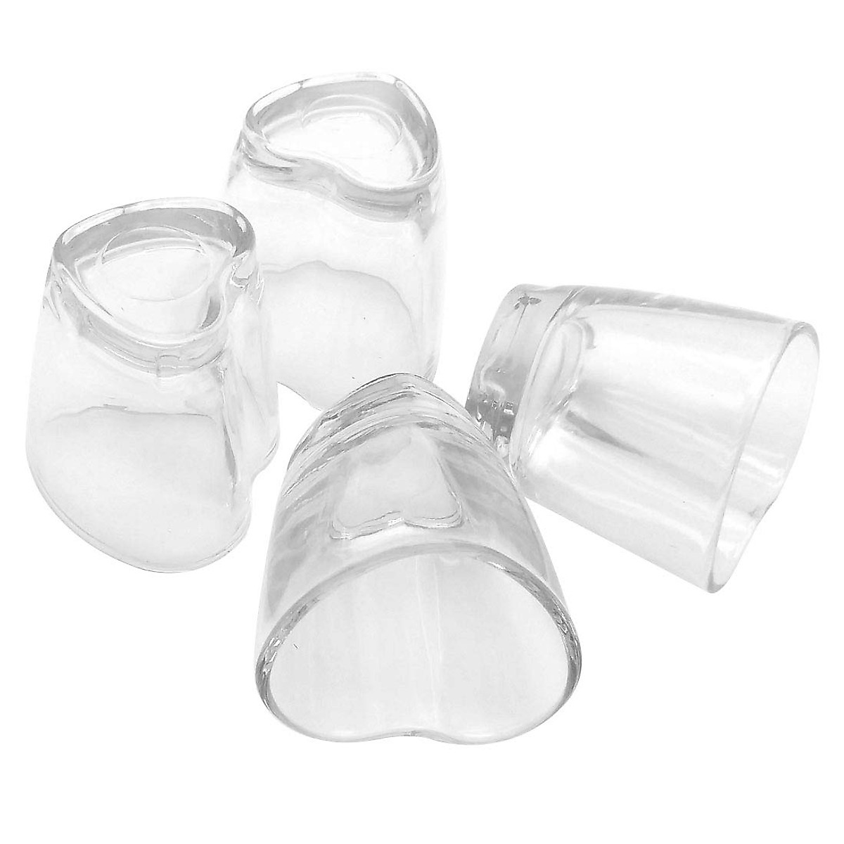 GARASANI 4 Pack Korean Soju Shot Glasses Set 1.7 oz, Korean Soju, whiskey, tequila, vodka, espressos, desserts, party decorations, Clear Glass (Heart Shot Glasses)