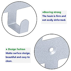 Towel Hooks Bath Towel Rack Holder & Organizer, Decorative Wall Mount 5 Hooks for Bathroom Kitchen Storage Pool Towels Robe Coat 2 Pack -Silver Grey