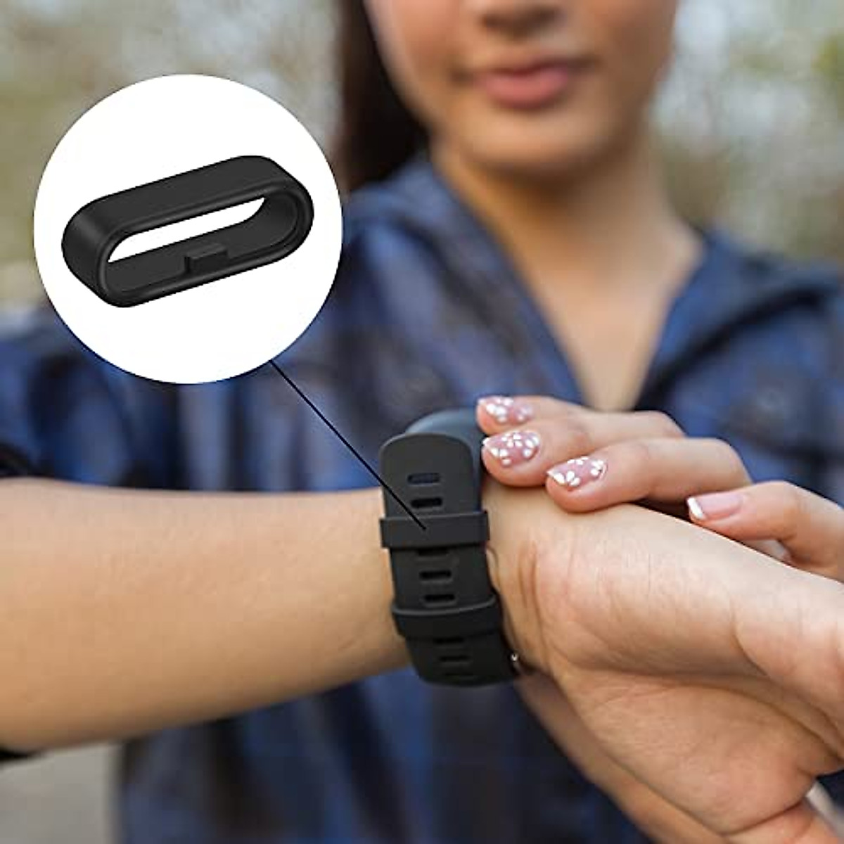 cobee Silicone Watch Strap Loops, 10 Pcs Watch Strap Fastener Rings Replacement Watch Strap Band Keeper Loop Security Holder Retainer Ring Universal Fit Watchband Loops (Black, 20mm)