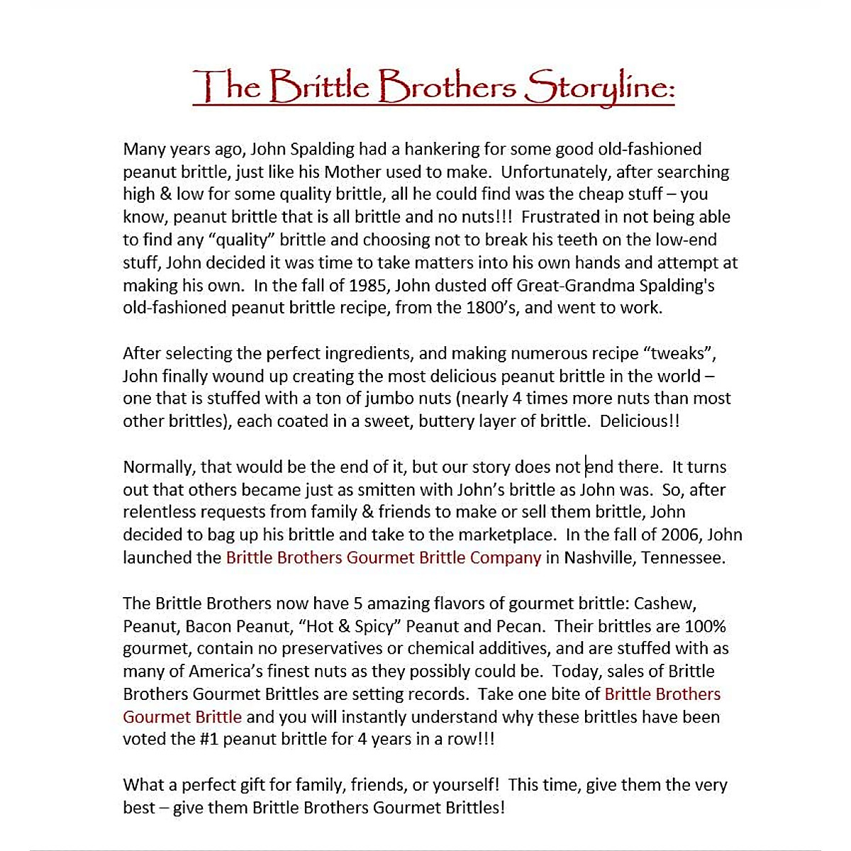 Brittle Brothers Peanut Brittle - 16 oz. Box : Voted #1-4x’s more Nuts - Gift Set Cashew Pecan Bacon Corporate Christmas Mother Father Chocolate