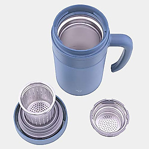 Zojirushi SE-KAE48AZ Stainless Tea Tumbler with Handle, 16-Ounce, Prussian Blue