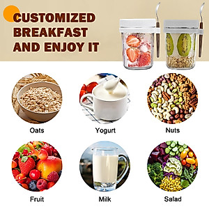 FISHOAKY 4 Pack Overnight Oats Containers with Lids and Spoons, 12 oz Glass Mason Jars for Overnight Oats with Measurement,Overnight Oats Jars Airtight Jars for Milk, Cereal, Fruit, Yogurt and More