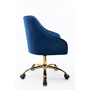 KUIKUI Velvet Desk Chair, Modern Office Chair, Wheels Swivel Height Adjustable Swivel Task Chair for Home Office,Navy Blue