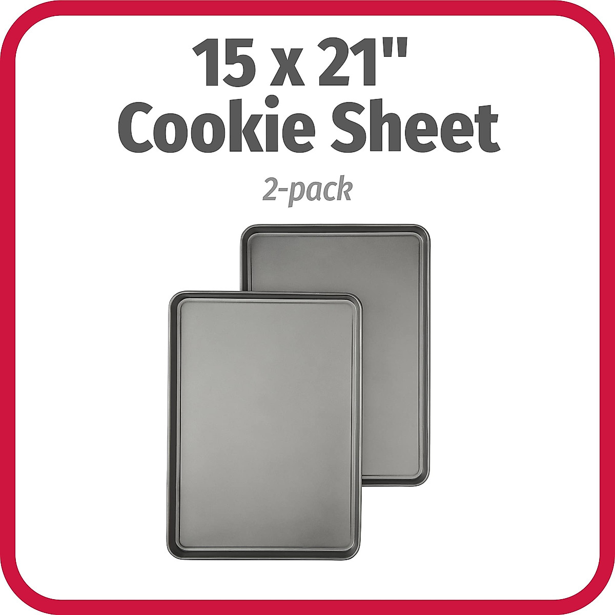 GoodCook Dishwasher Safe Nonstick Steel XL Cookie Sheet, 15'' x 21'', Gray, Set of 2