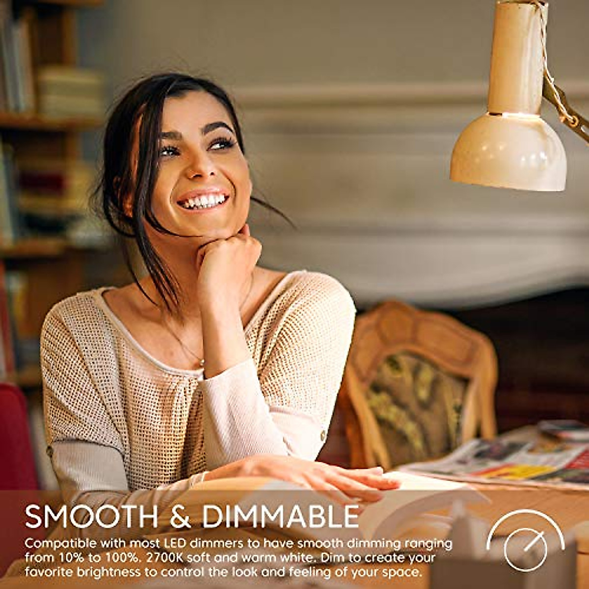 Linkind A19 LED Light Bulbs Dimmable, 100W Equivalent, 2700K Soft White, 15.5W 1600 Lumens 120V Bulbs, E26 Standard Base, UL Listed, Lighting for Bedroom Living Room Home Office,6 Packs