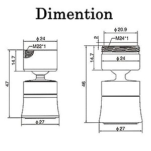 Kitchen Sink Faucet Aerator 360° Swivel 2 Spray Function Soft Bubble Stream/Strong Sprayer Faucet Tap Aerator Replacement Chrome 1.8GPM Flow Rate 15/16-27UNS-2A- Male Thread（One Piece）