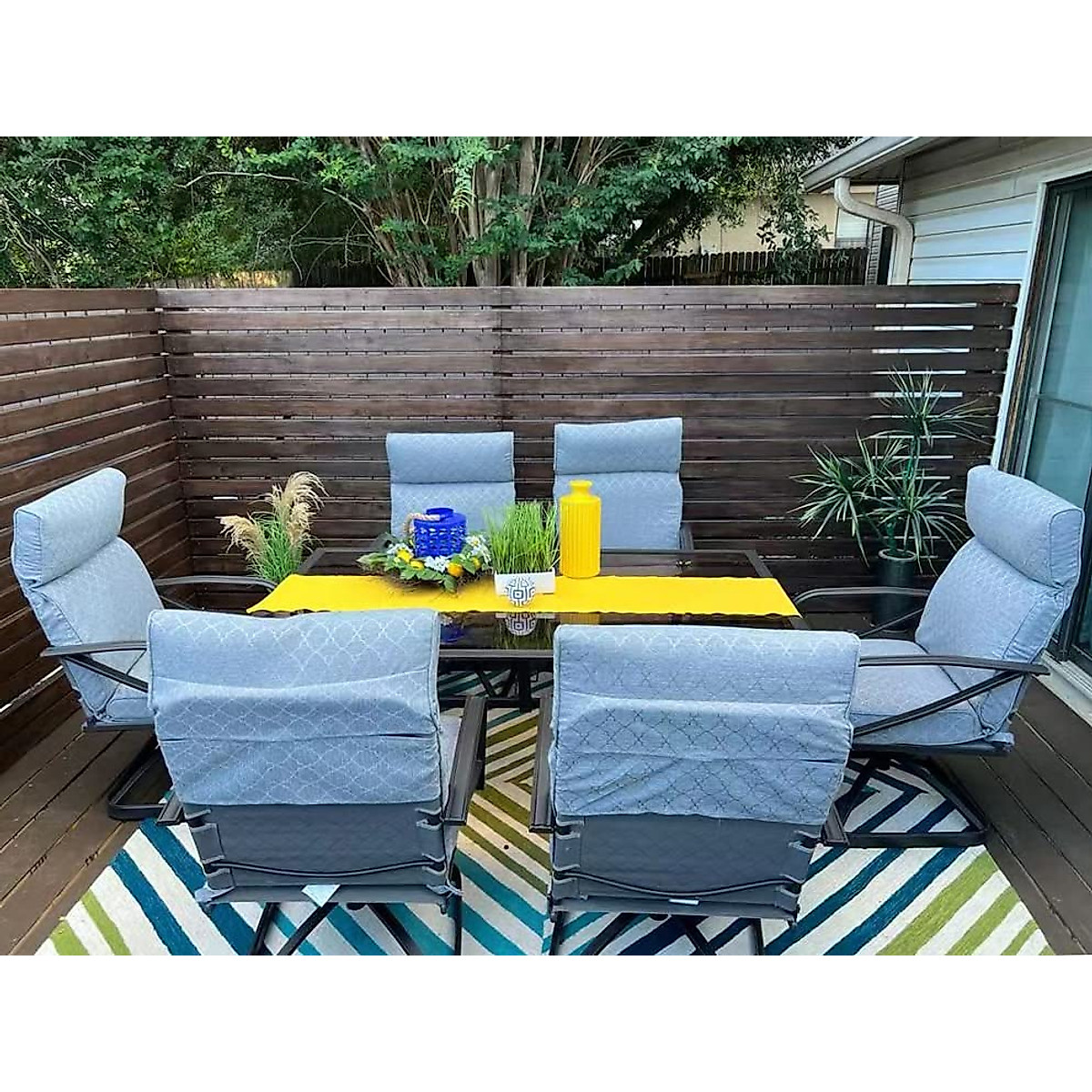 Leaptime Outdoor Furniture Iron Gray Cushion 7-Piece Garden Couch Chair Set
