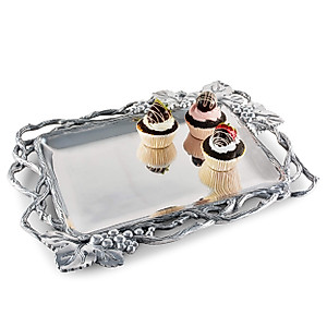 Arthur Court Designs Aluminum Grape Open Vine Rectangle 19 inch x 14.75 inch