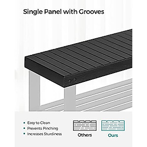 SONGMICS Shoe Rack Bench, 3-Tier Bamboo Shoe Storage Organizer, Entryway Bench, Holds Up to 286 lb, for Entryway Bathroom Bedroom, Black ULBS04H