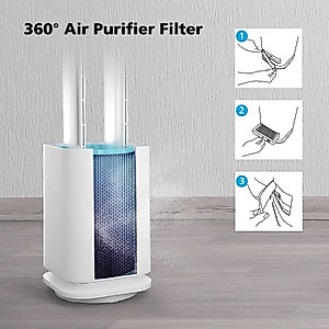 ULTTY Bladeless Tower Fan and Air Purifier in one, Bedroom Fan with HEPA Filter Smoke Dust Pollen Dander, 42.5" Oscillating Tower Fan with Remote, Touch, 8H Timer, White
