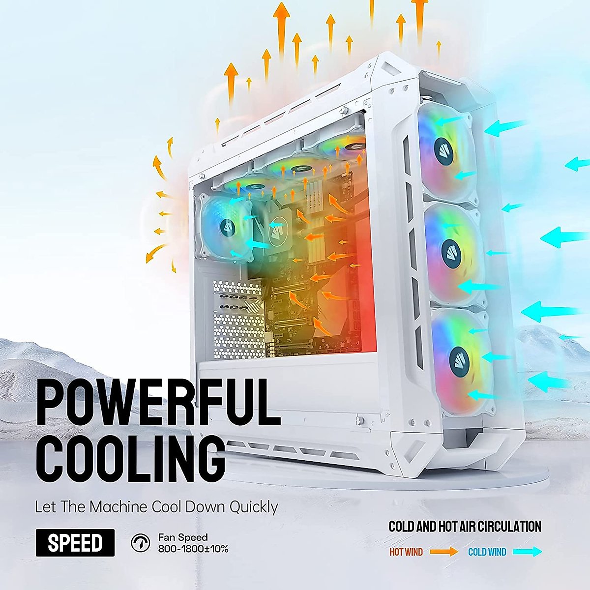 ASIAHORSE WD-001 Series 120mm Case Fan with Controller, White 5V ARGB Motherboard Computer Case Fans Quiet High Airflow Adjustable Light Effect Computer Cooling Fan, 5 Pack