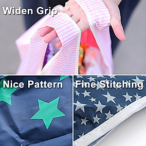 Bagcu Set of 5 Reusable Grocery Shopping Bag, Foldable Shopping Tote, Handy Shape Nylon Recycling Bags for Shopping, Buying Vegetables, Outdoor Travel, Camping, Hiking