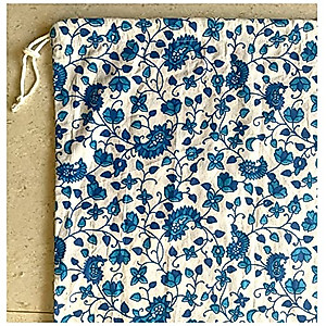 Cotton Mandala Print Washable Blue Laundry Bags Dirty Clothes Toy Storage for College Dorm or Travel Laundry Liner Draw-Cord with Cord-lock Pack Of 5 pcs