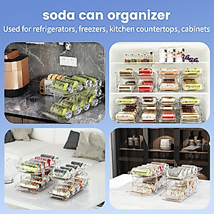 Jsyrjing Drink Organizer for Fridge Soda Holder for Refrigerator Can Dispenser,Adjustable Width Can Holders for Fridge Suitable for Storage Cabinet and Pantry Clear (2 Pack)