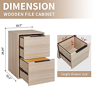 GREATMEET Wooden File Cabinet with 2 Drawer, Vertical Storage Filing Cabinet with Hanging Bars for Letter Size, 2 Drawer Filing Cabinets for Home Office, Beige