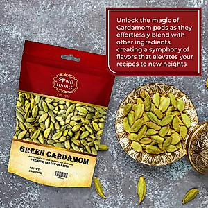 Spicy World Green Cardamom Pods 3.5 Oz - As Seen on Tik Tok - Premium Quality Whole Green Cardamom Pods | Vegan | Large | Aromatic Cardamon