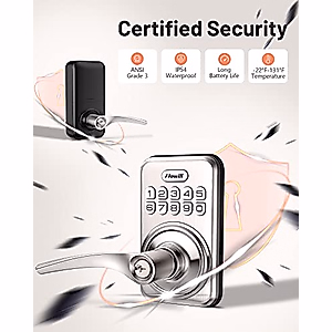 Keyless Entry Door Lock with Handle, Zowill Electronic Keypad Deadbolt Door Locks Handle Lever, Front Door Lock Set, Digital Door Lock, Auto-Locking, Anti-peep Code Door Handle Lock, Satin Nickel